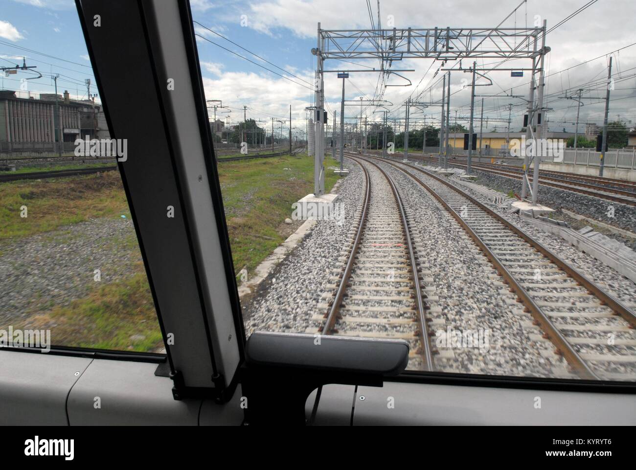 Milan (Italy) suburban railways, driving place on a commuter train ...
