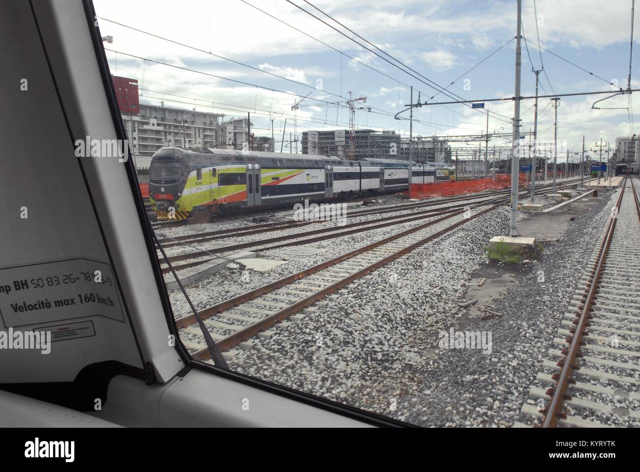 Milan (Italy) suburban railways, driving place on a commuter train ...