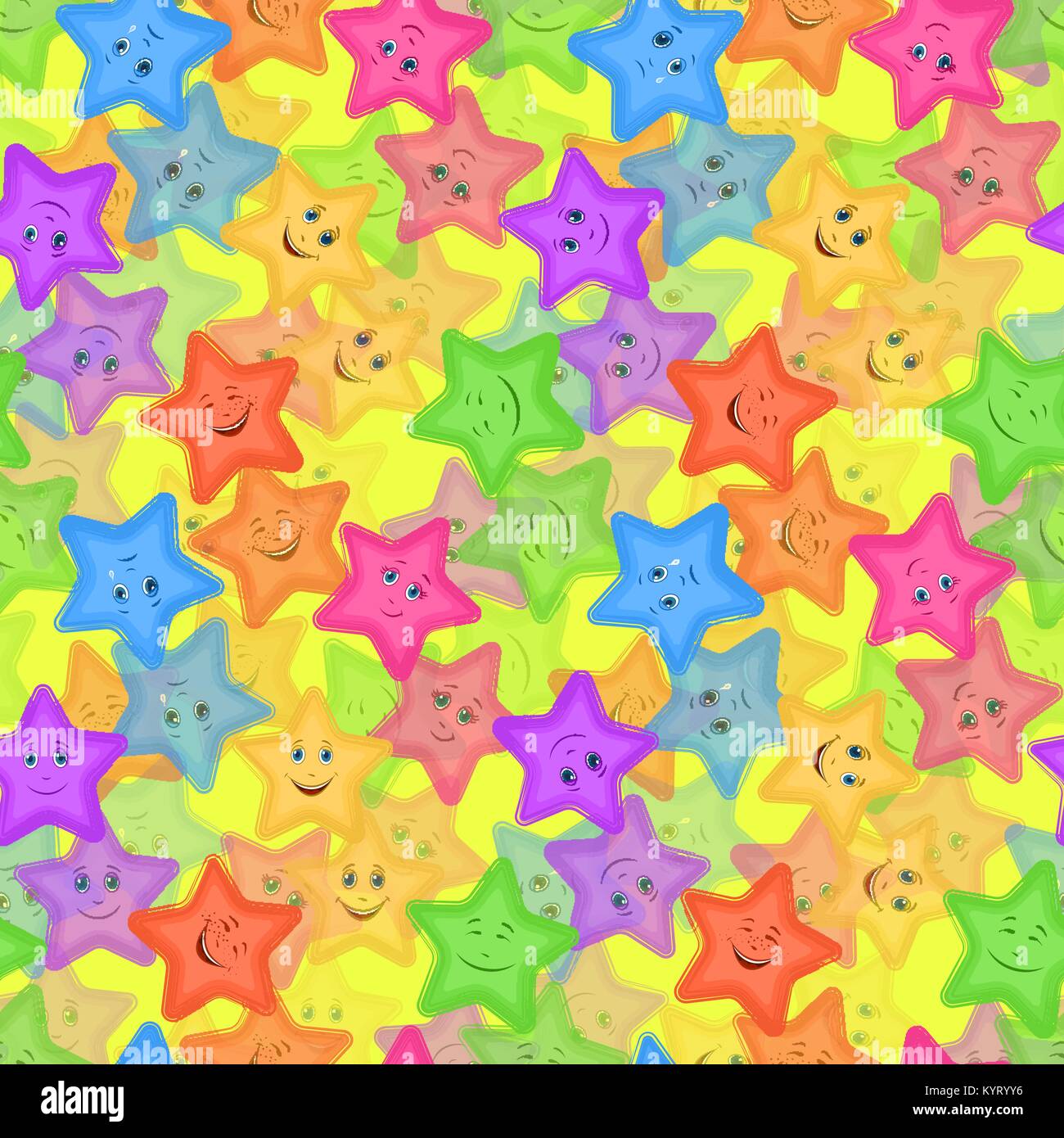 Seamless Pattern, Colorful Stars Smiley Stock Vector Image & Art - Alamy