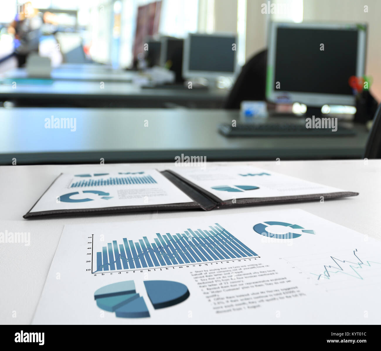 business report and documents statistics on the office workplace Stock ...