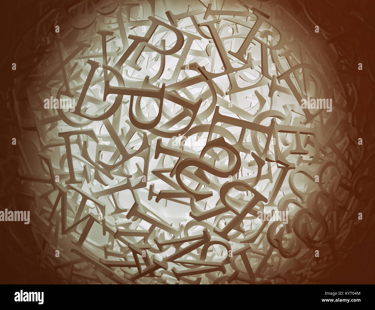 Sphere of 3d letters Stock Photo - Alamy
