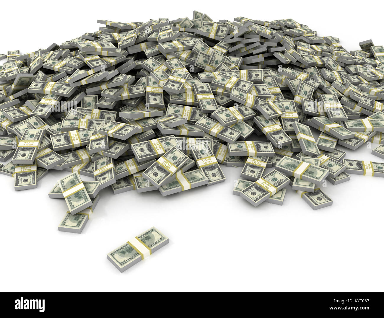 Large group of US dollar bundles on white background. Finance ...