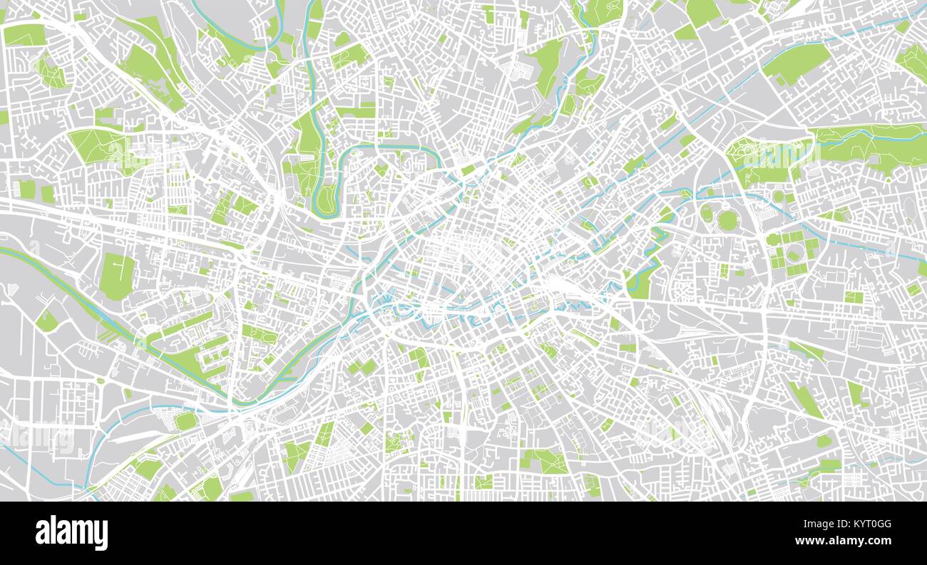 Urban vector city map of Manchester, England Stock Vector Image & Art ...