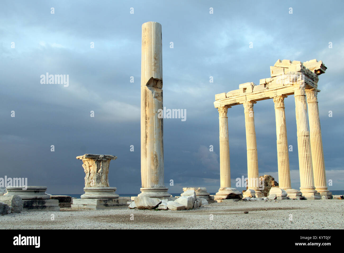 Ruins of Apollo temple in Side, Turkey Stock Photo - Alamy