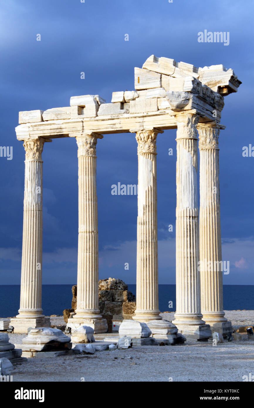 Ruins of Apollo temple in Side, Turkey Stock Photo - Alamy