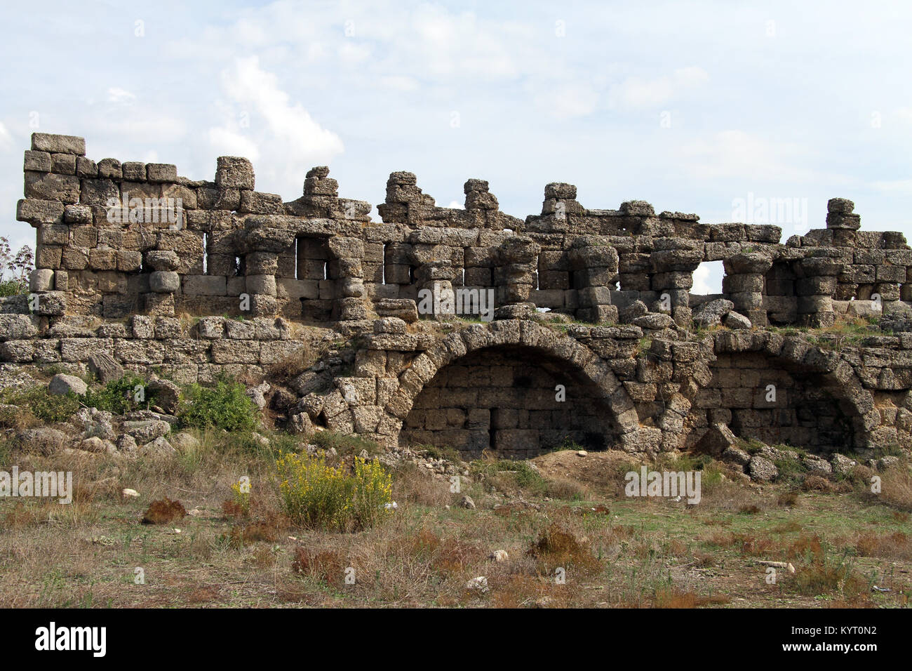 Ruins of ancient temple in Side, Turkey Stock Photo - Alamy