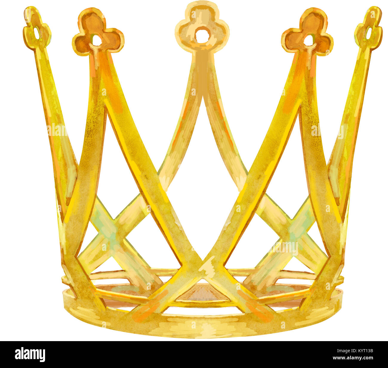 Watercolor Gold Crown with intertwining decorative elements Stock Photo ...