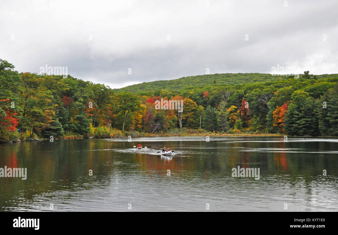 Monterey, MA. Beautiful fall colors along the pond in Beartown State ...