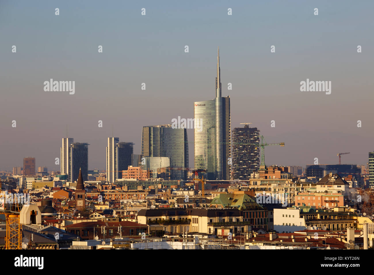Skyline of Milan with the modern skyscrapers of Porta Nuova, Italy ...