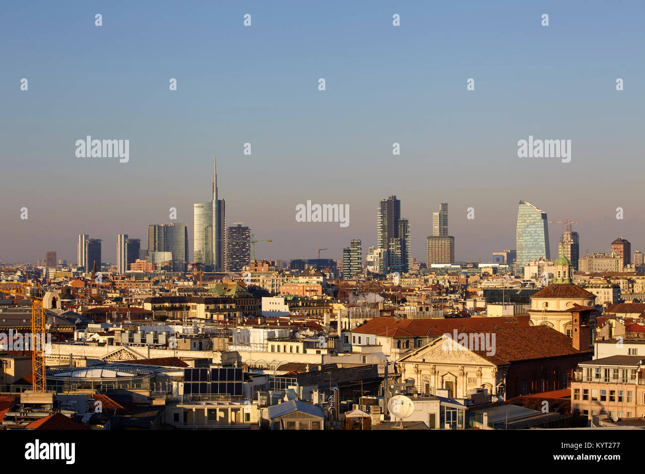 Skyline of Milan with the modern skyscrapers of Porta Nuova, Italy ...