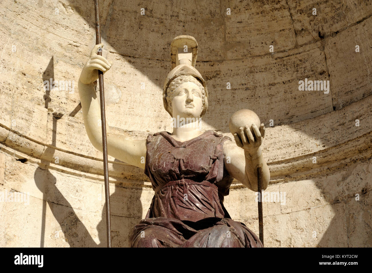 Italy, Rome, Piazza del Campidoglio, Palazzo Senatorio, statue of Roman ...