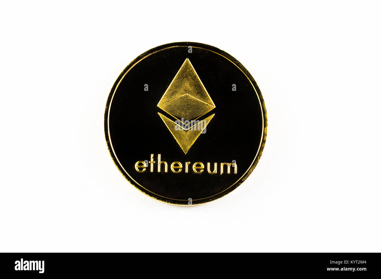 gold ethereum coin isolated on white background isolation Stock Photo ...