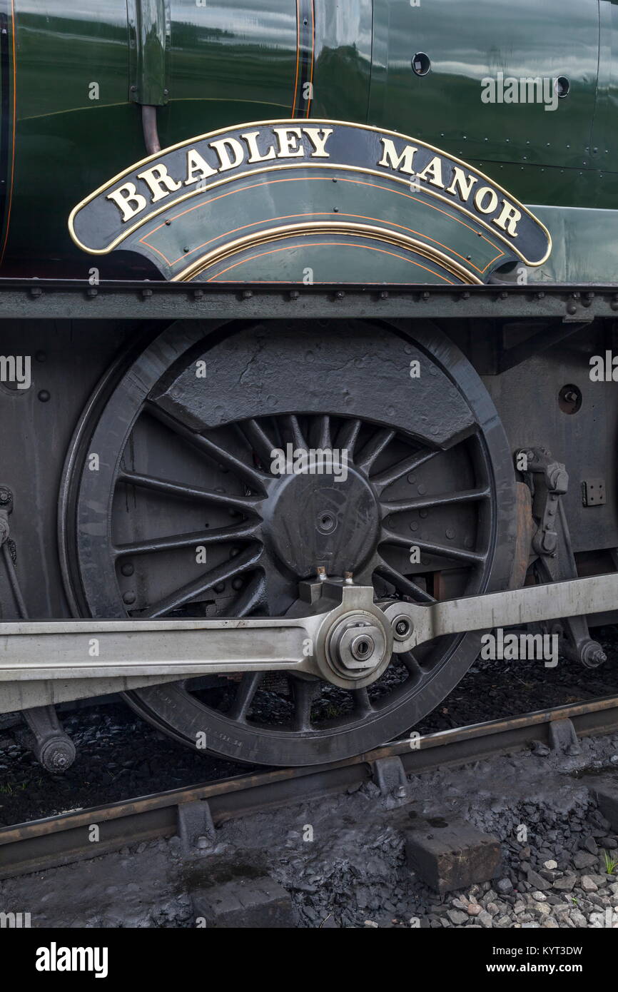Bradley Manor's nameplate and middle driving wheel Stock Photo - Alamy