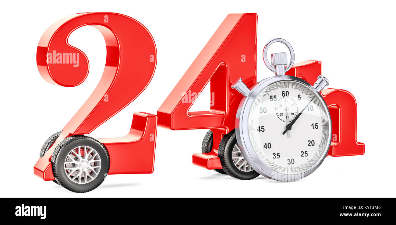 24 hours fast delivery concept, 3D rendering isolated on white ...