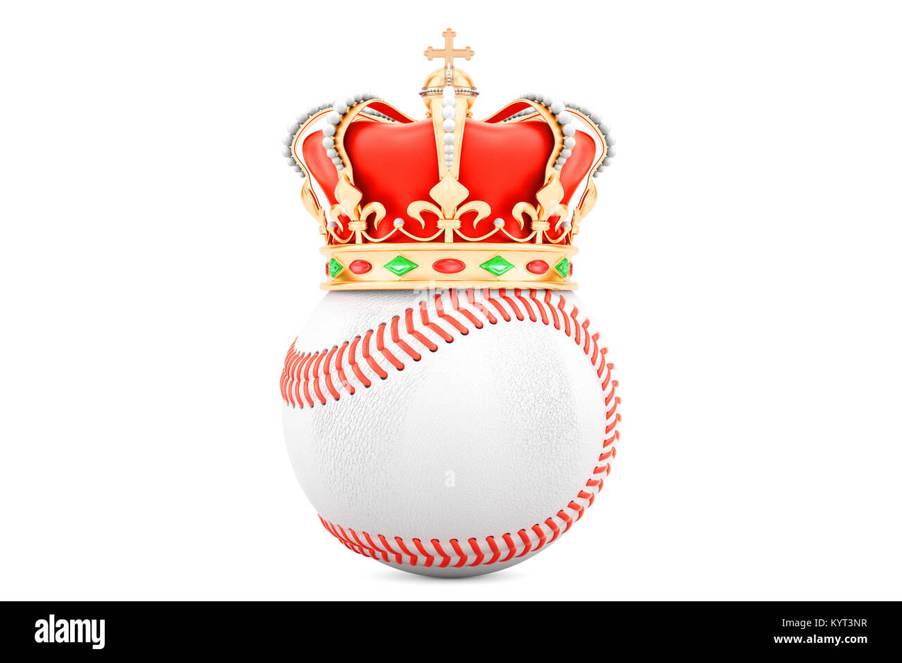 Baseball ball with royal crown, 3D rendering isolated on white ...