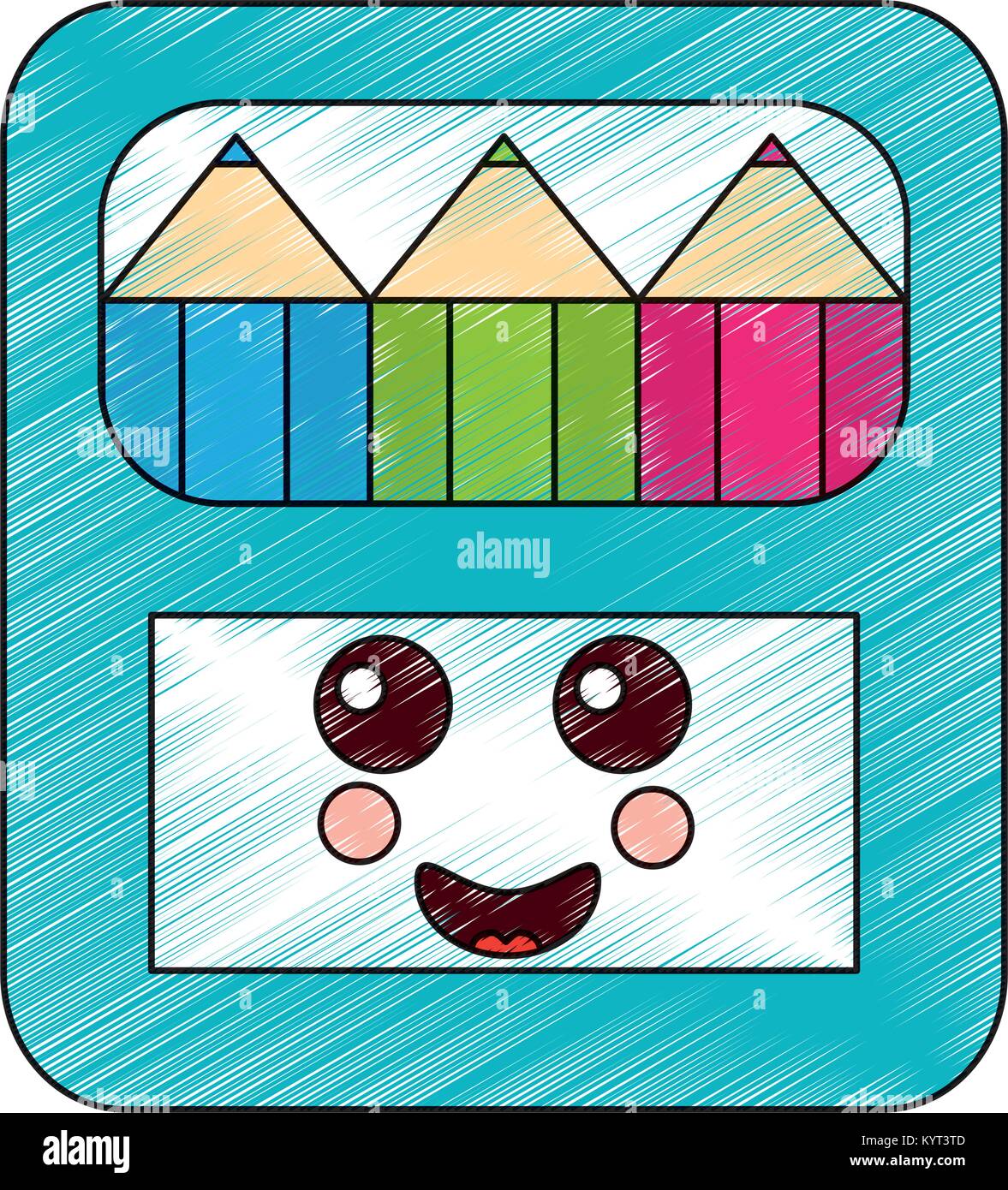 pencils in box kawaii character Stock Vector Image & Art - Alamy