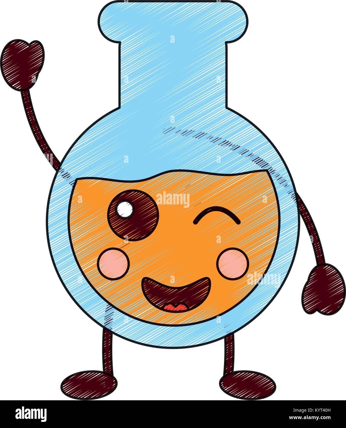 happy flask laboratory kawaii icon image Stock Vector Image & Art - Alamy