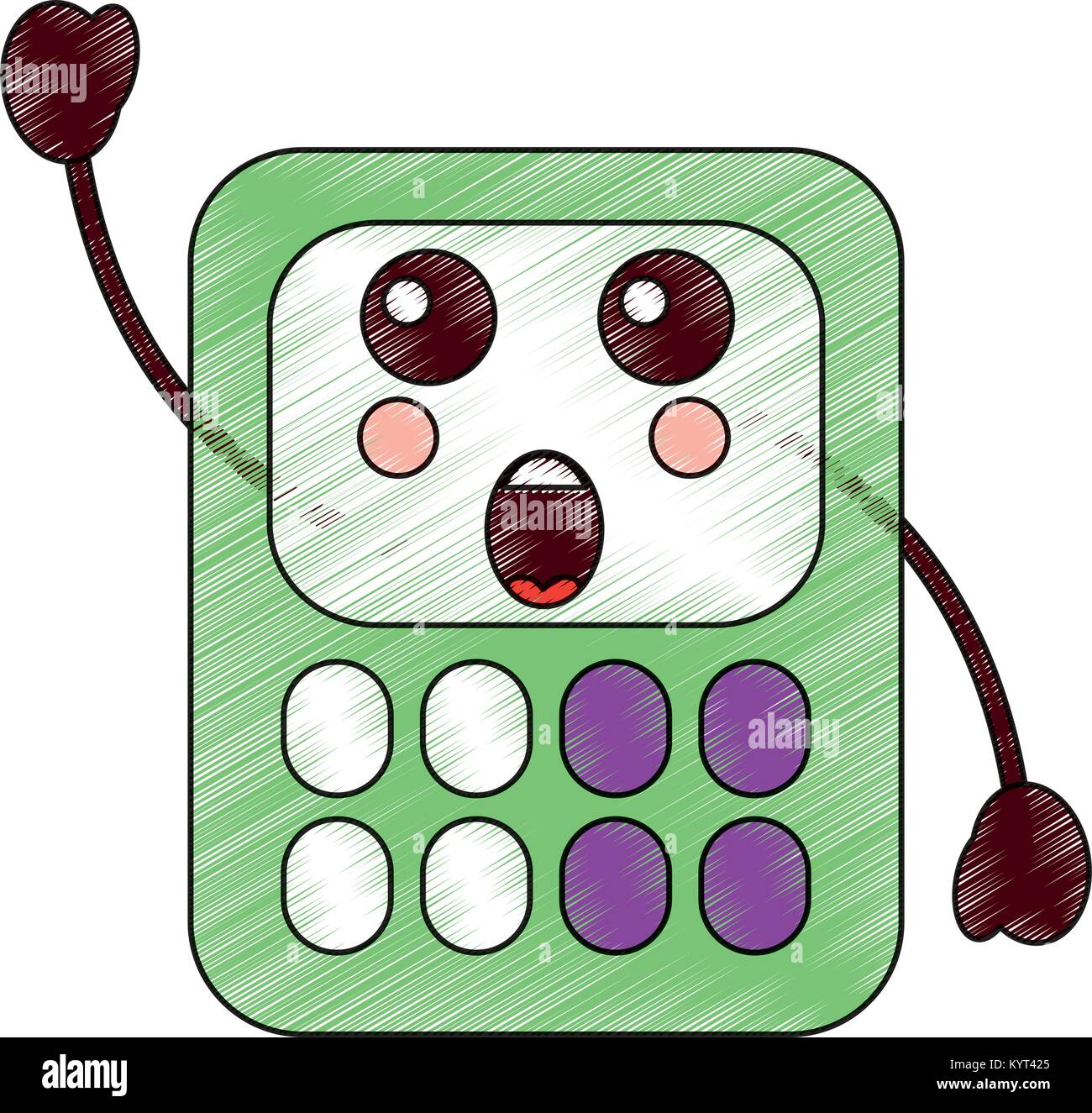 surprised calculator school supplies kawaii icon image Stock Vector ...