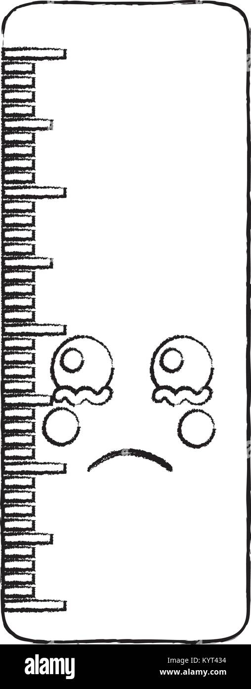 ruler sad school supplies kawaii icon image Stock Vector Image & Art ...