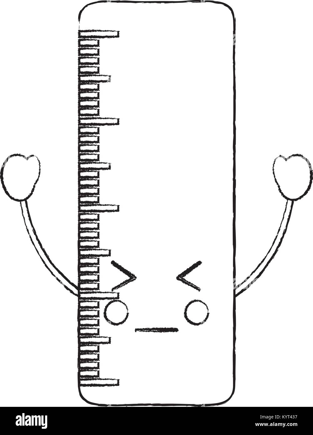 ruler angry school supplies kawaii icon image Stock Vector Image & Art ...