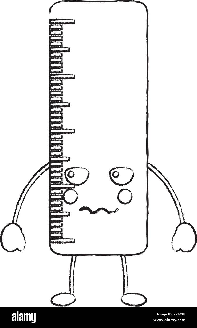 ruler angry school supplies kawaii icon image Stock Vector Image & Art ...