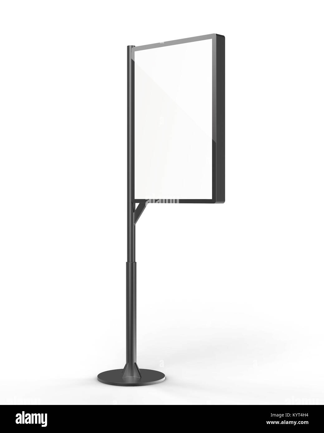 Street stand lightbox template, blank 3d render signboard with black ...