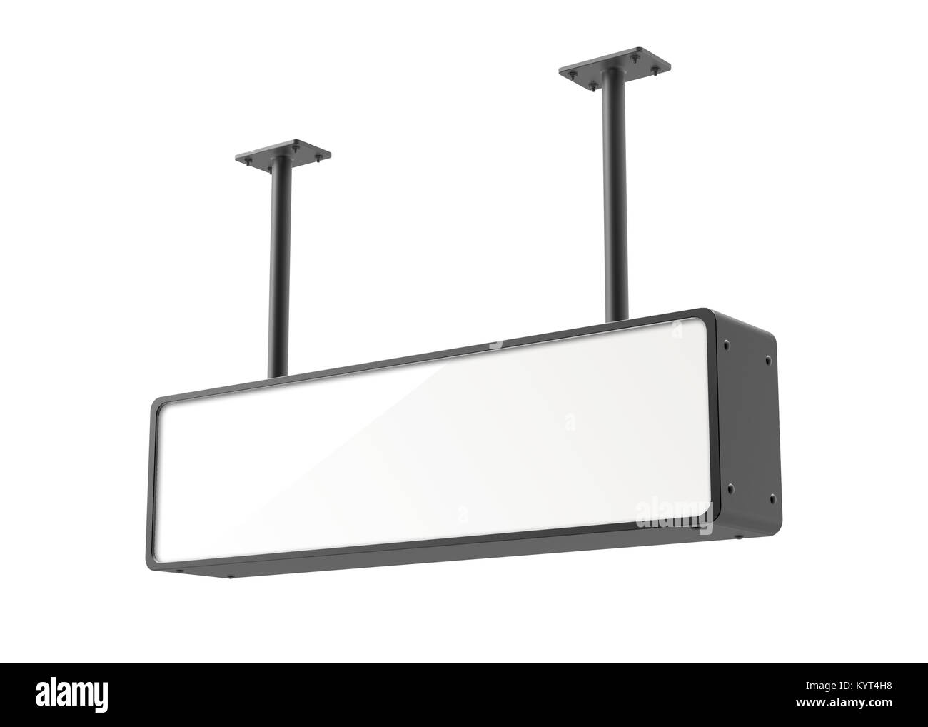 Hanging lightbox template, blank 3d render sign board with black frame ...