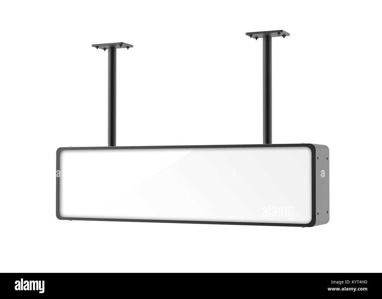 Hanging lightbox template, blank 3d render sign board with black frame ...