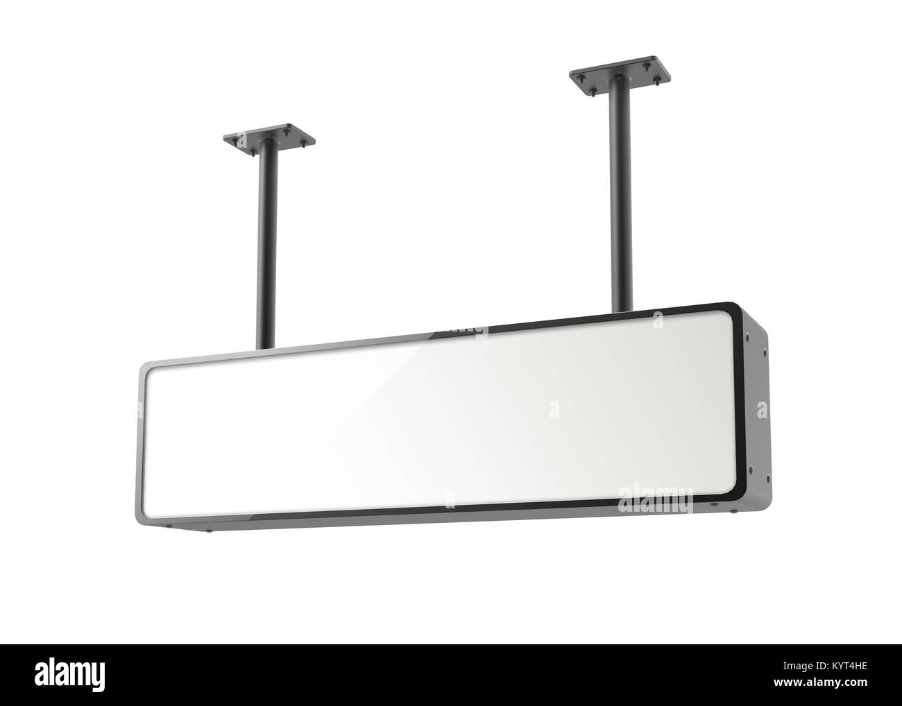 Hanging lightbox template, blank 3d render sign board with black frame ...