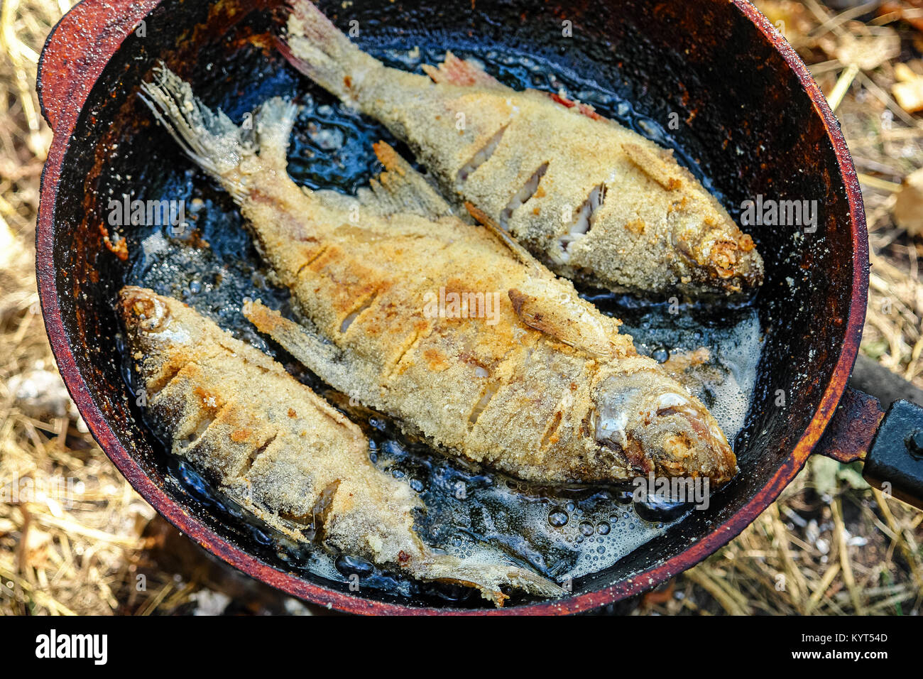 Cooking seafood in pan flame hi-res stock photography and images - Alamy