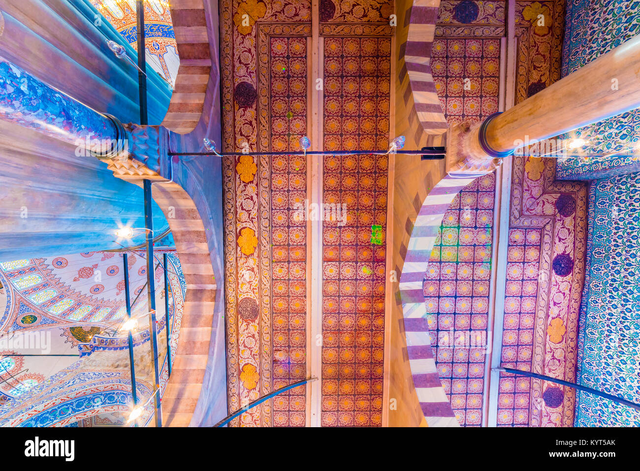 Interior decoration view and artworks of Blue Mosque also called Sultan ...