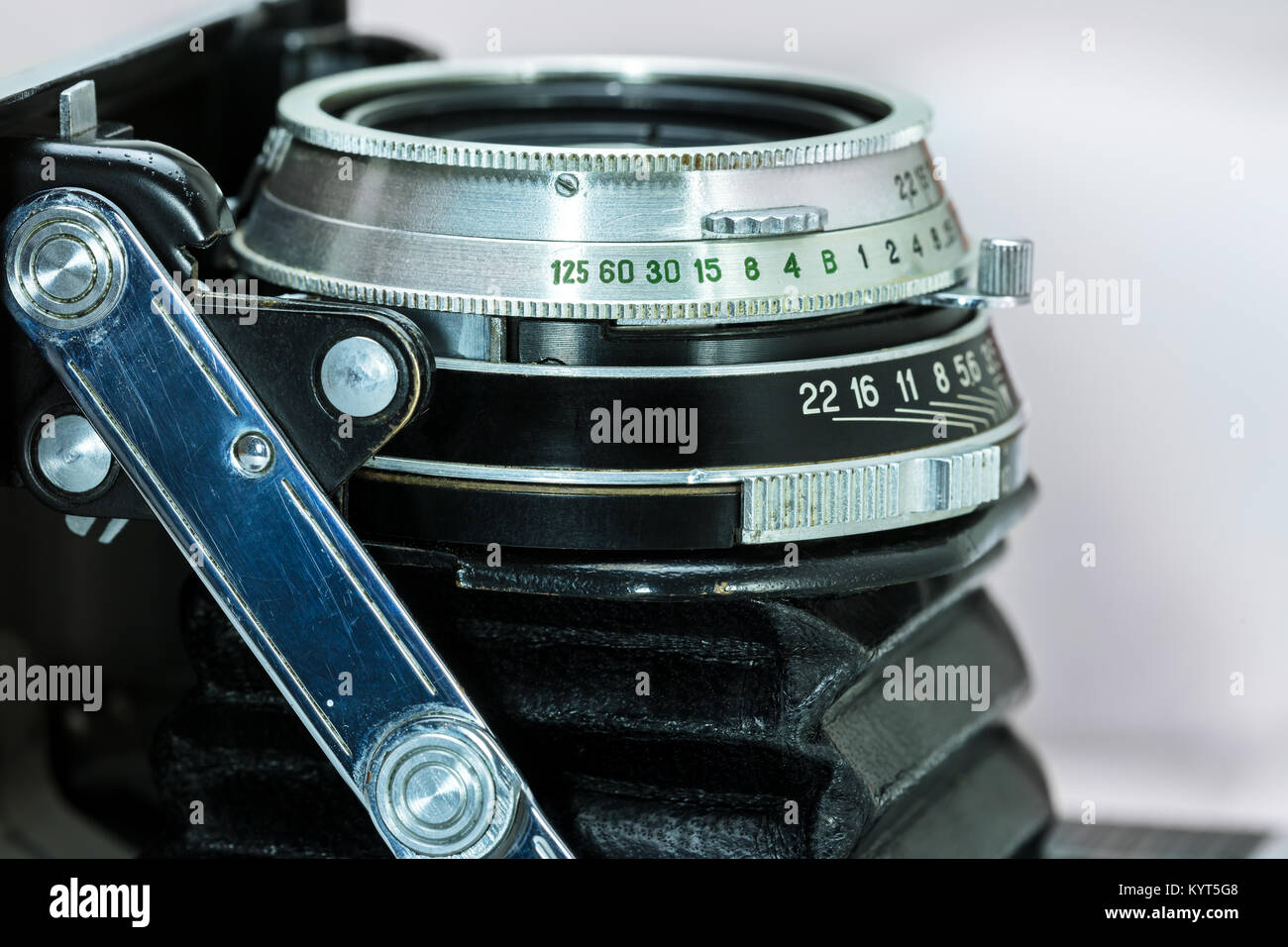 adjustment dials on lens of classic retro camera, closeup view Stock ...