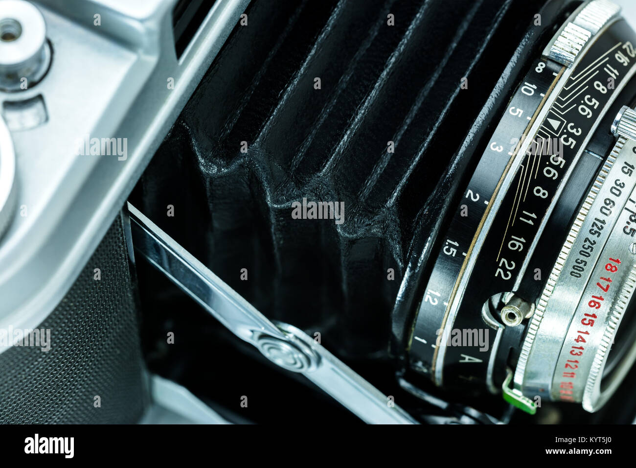 configuration dials and lens of vintage photo camera macro view Stock ...