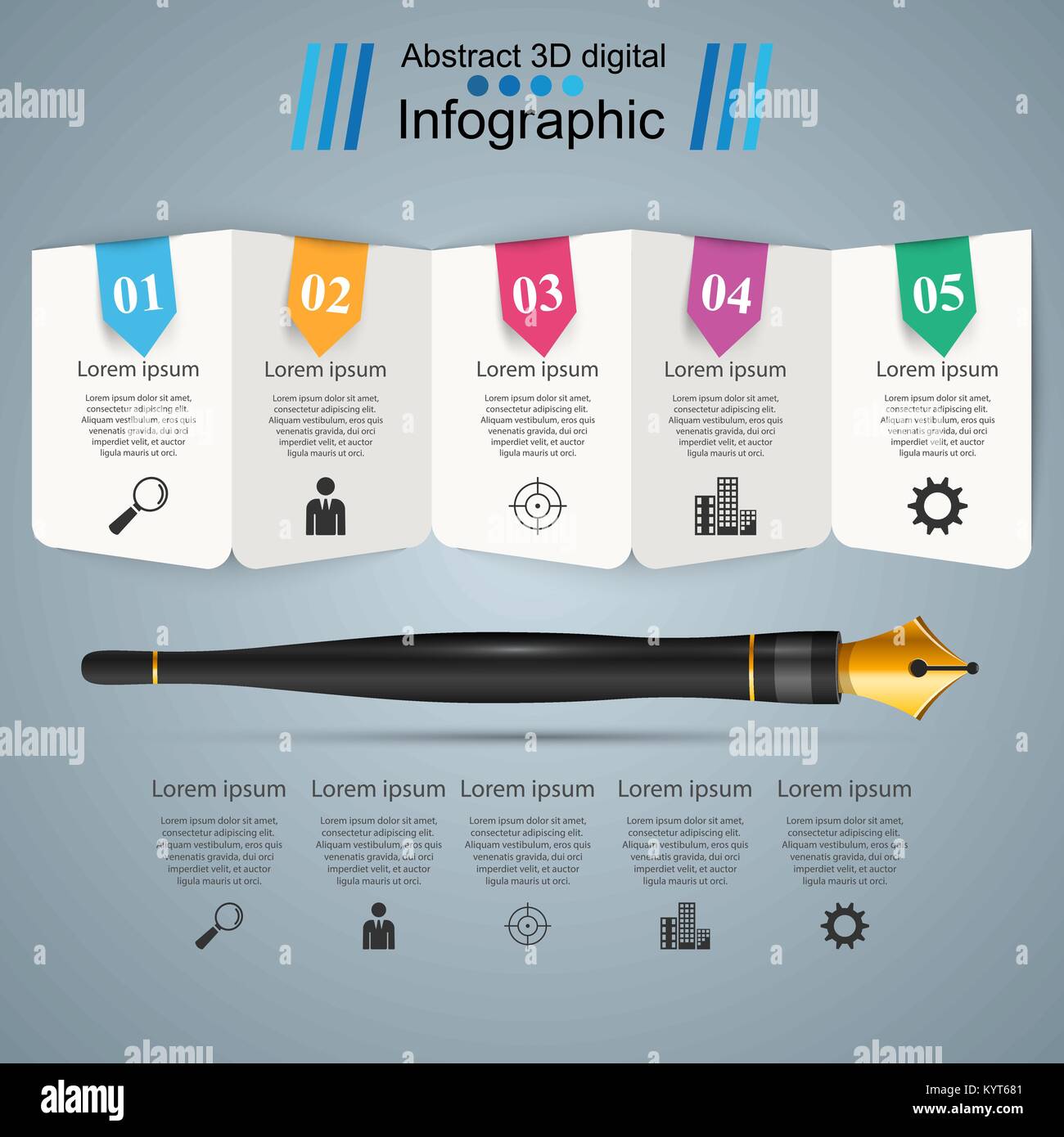 Pen, ink, education icon. Business infographic Stock Vector Image & Art ...