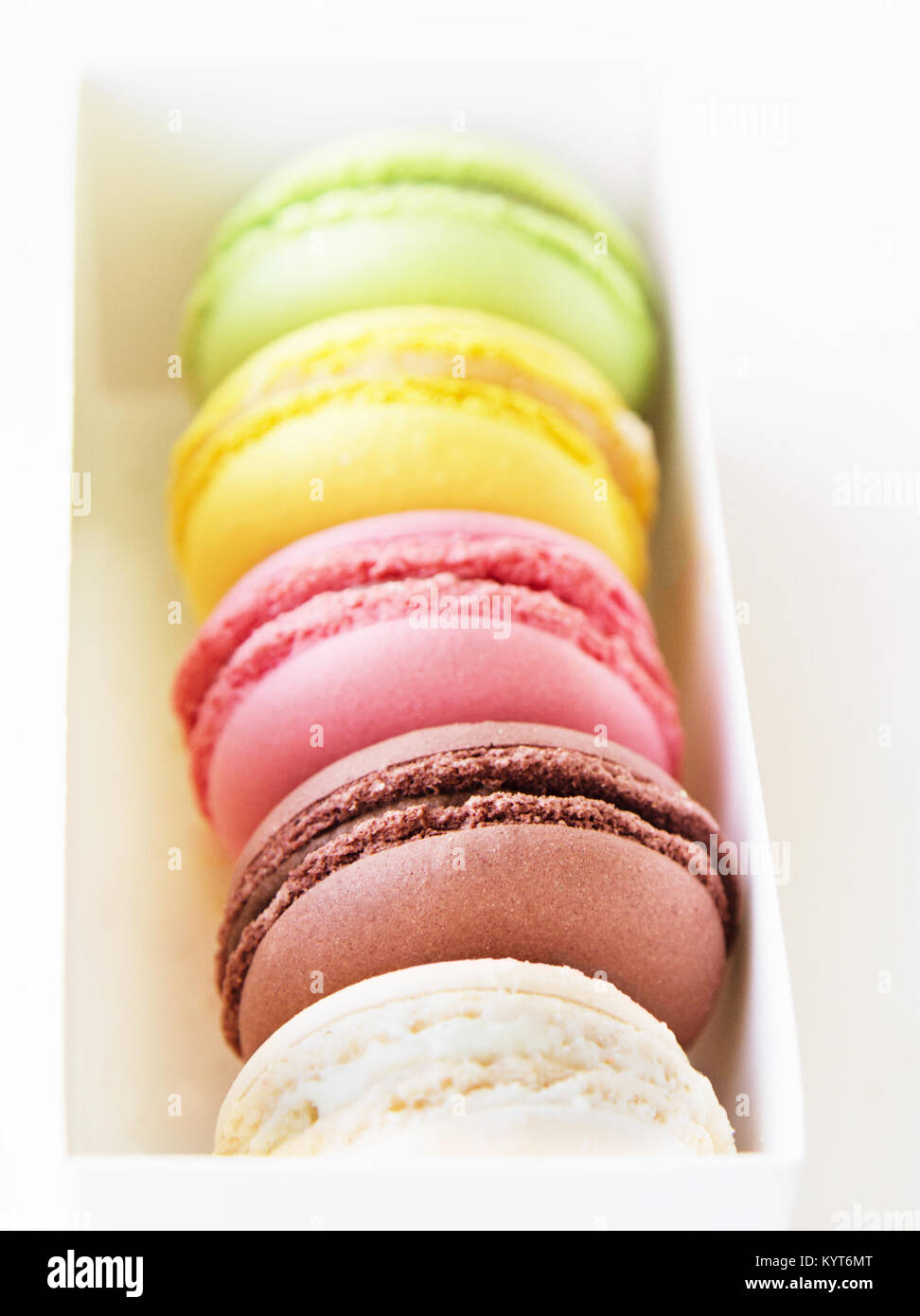 Sweet french macaroons dessert in a box, top view Stock Photo - Alamy