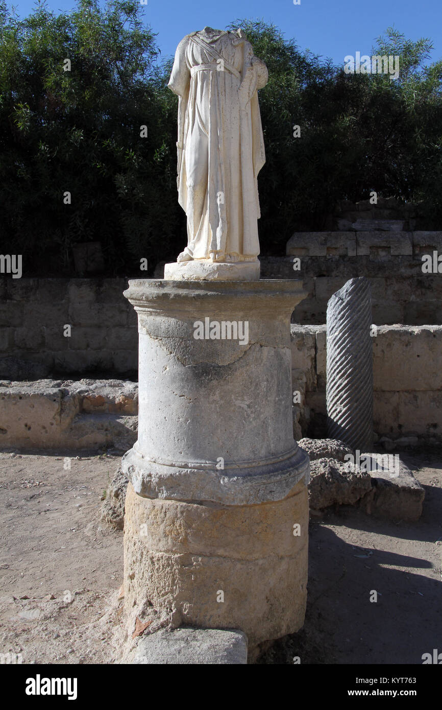 Marble headless statue near theater in Salamis, North Cyprus Stock ...