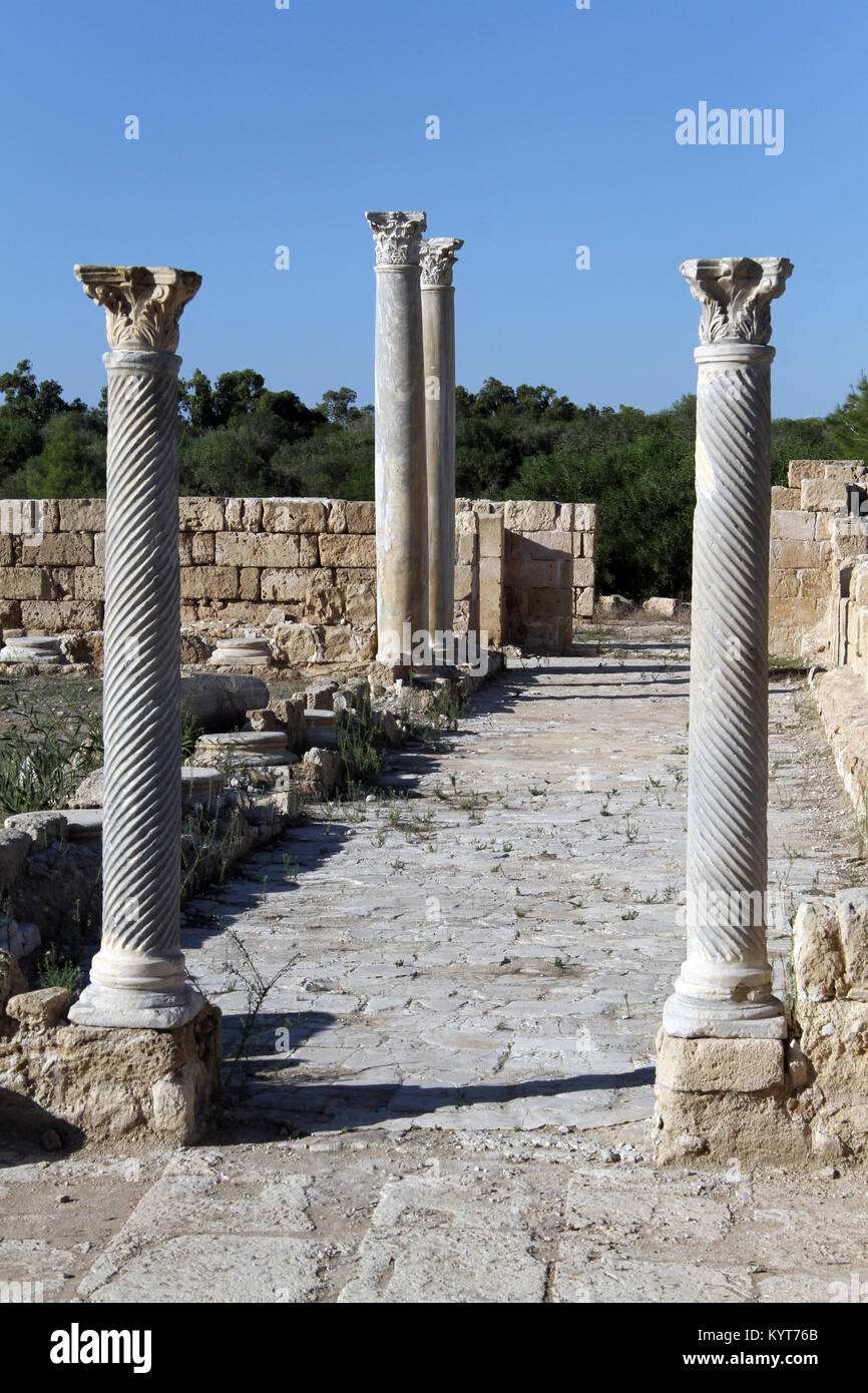 Columns in temple in Salamis, North Cyprus Stock Photo - Alamy