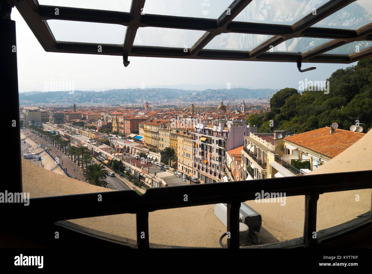 Amazing tourists bird's-eye viewpoint overlooking blue Mediterranean ...