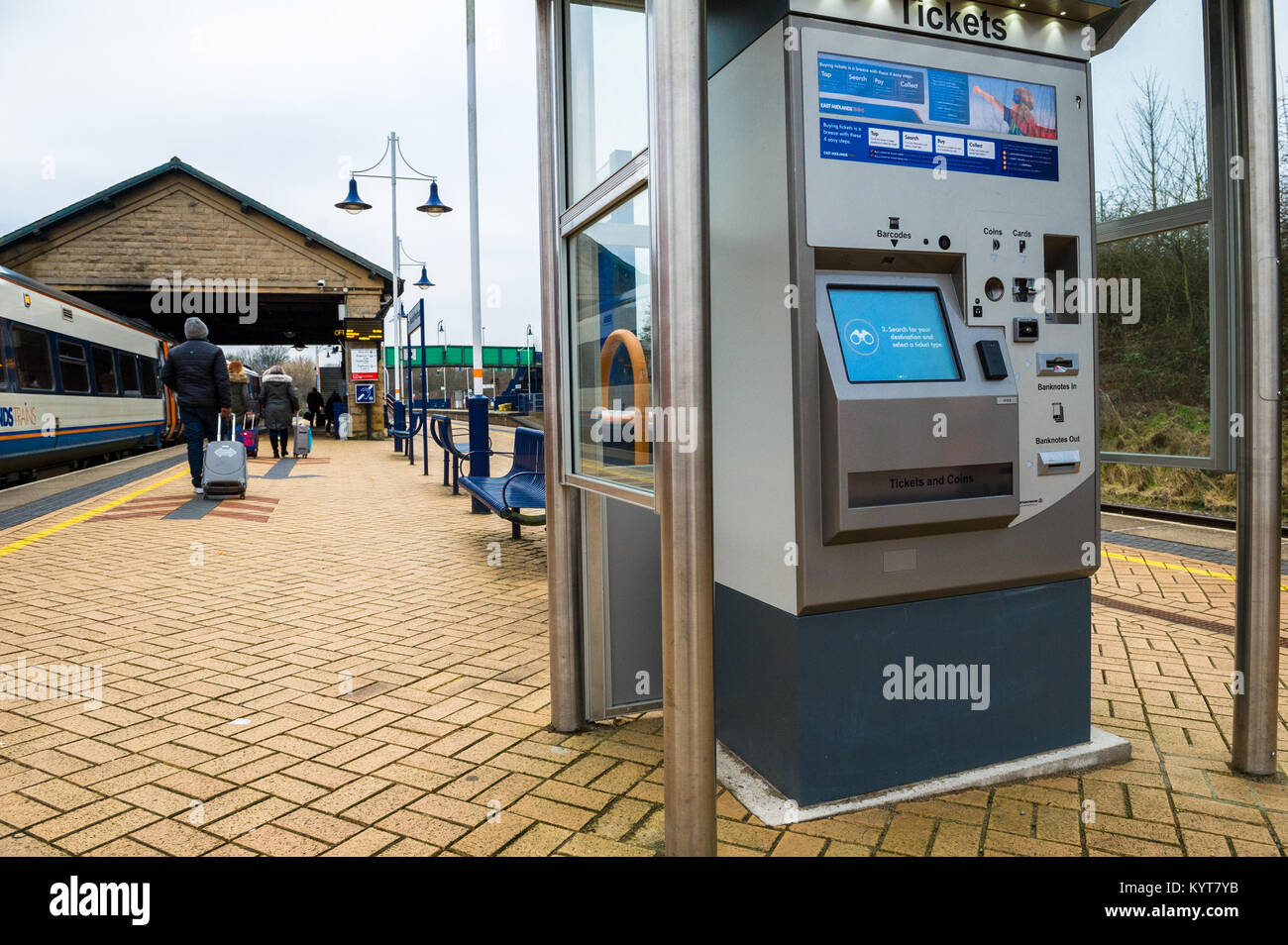 Train ticket machine on a East Midlands trains station platform Stock ...