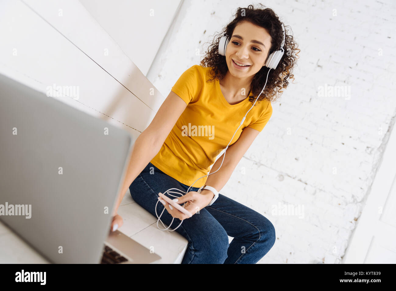 Beautiful female person having break Stock Photo - Alamy