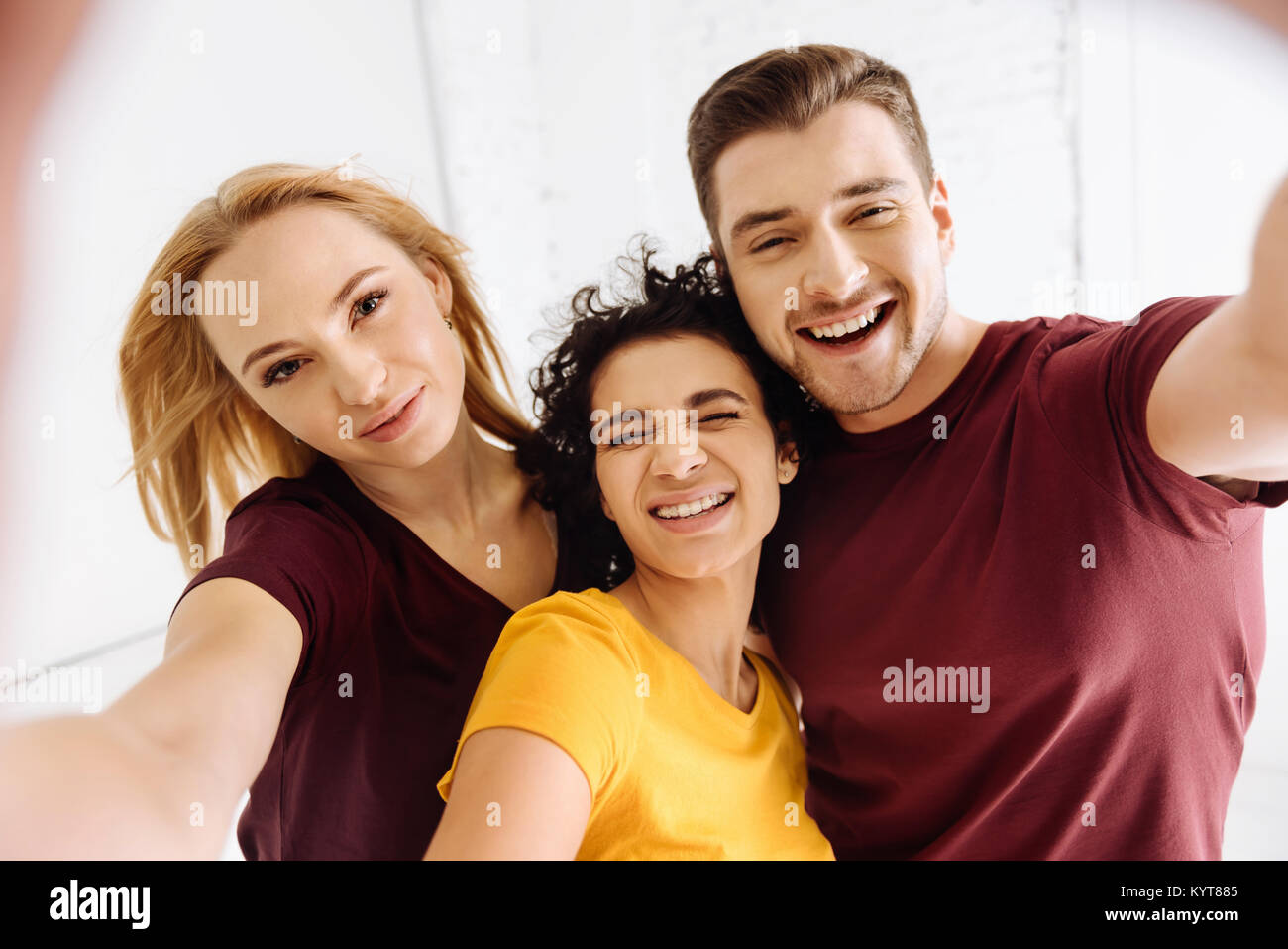 Happy friends spending time with pleasure Stock Photo - Alamy