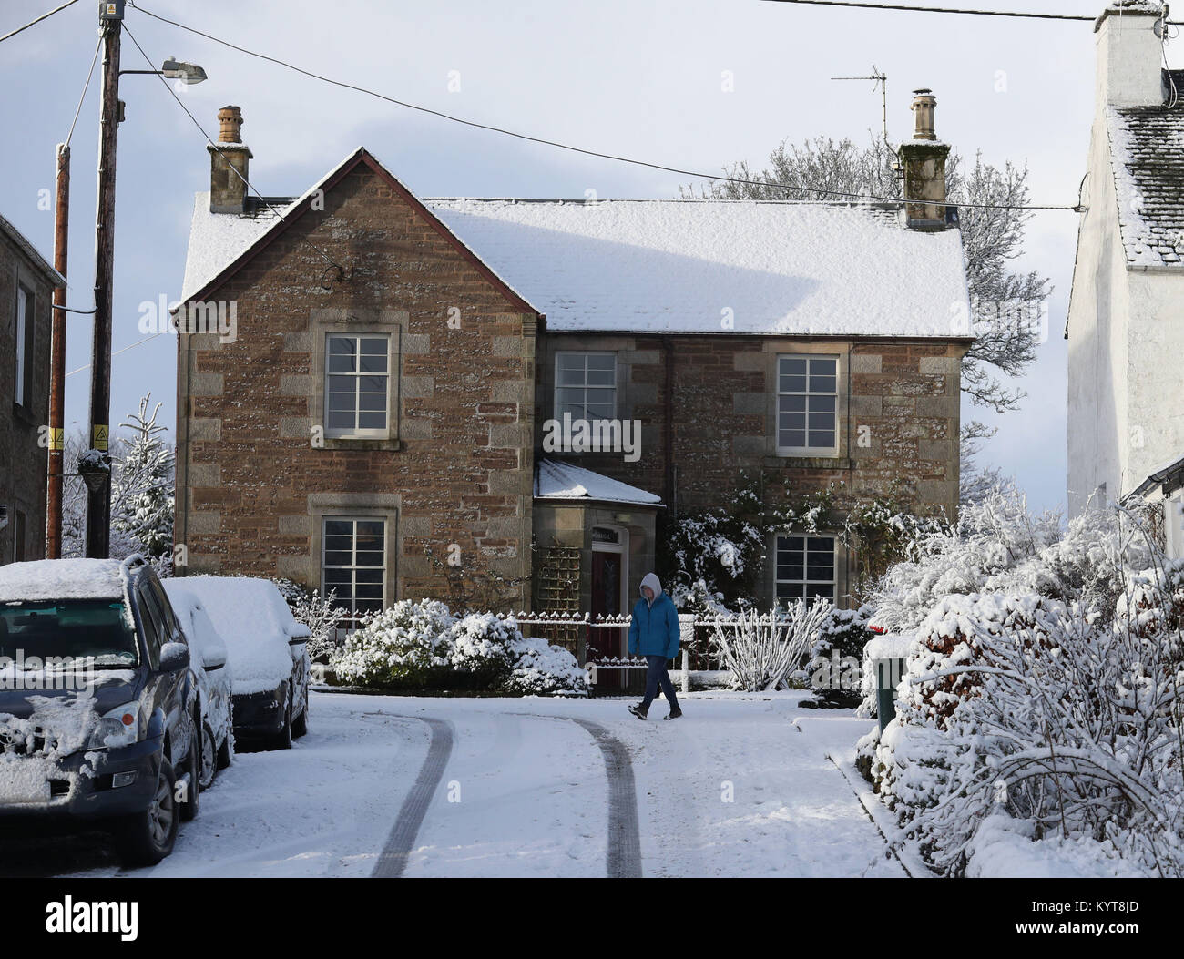 Snowy conditions in Braco, Perthshire, as parts of the country were ...
