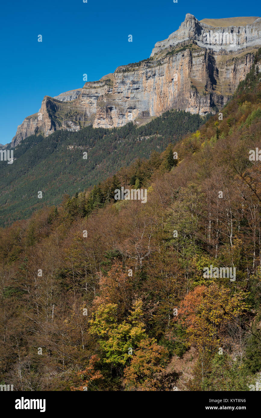 Mountain landscape in Ordesa National park, Pyrenees, Huesca Spain ...