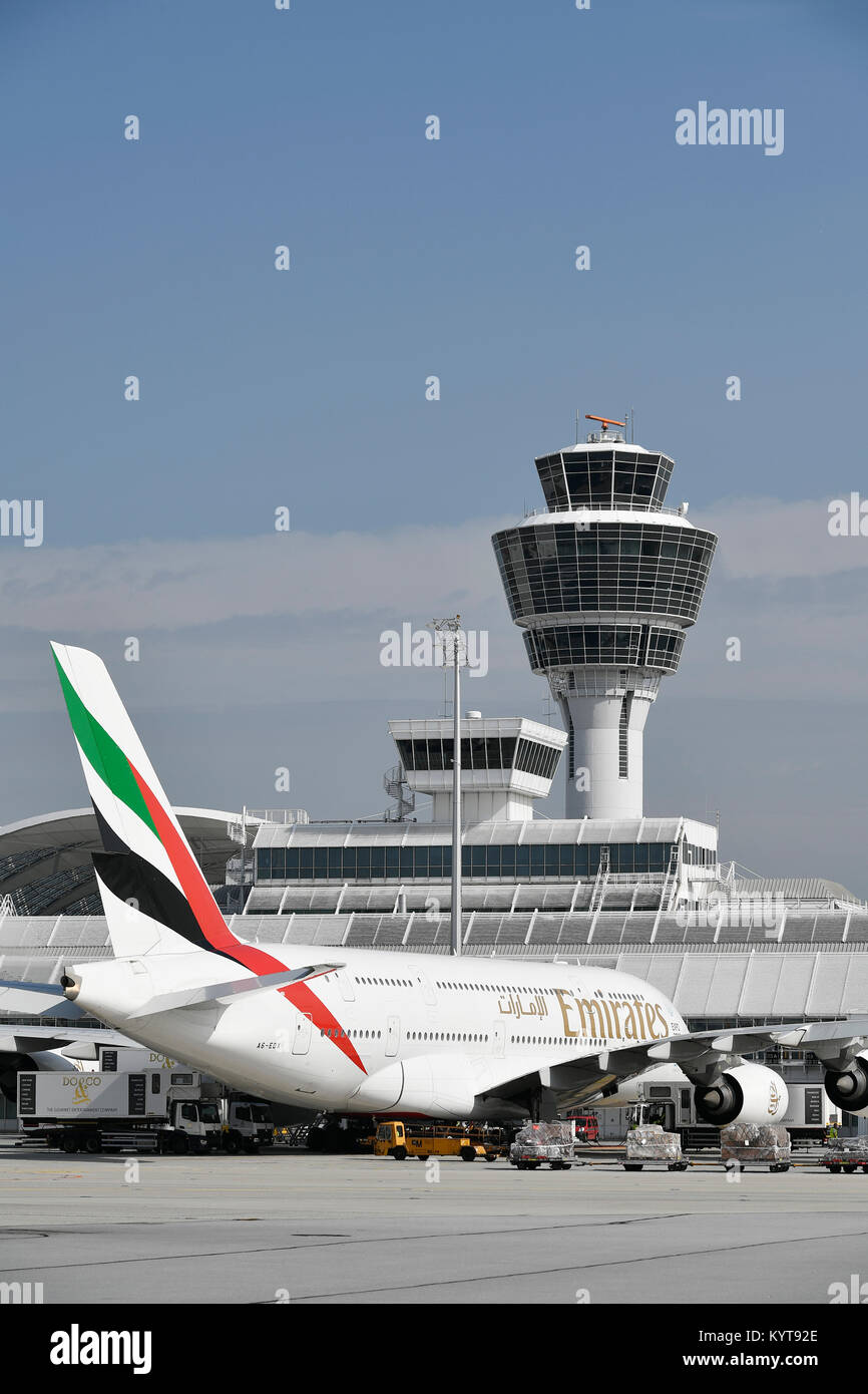 Emirates, Airbus, A380-800, position, ramp, clearance. terminal 1 ...