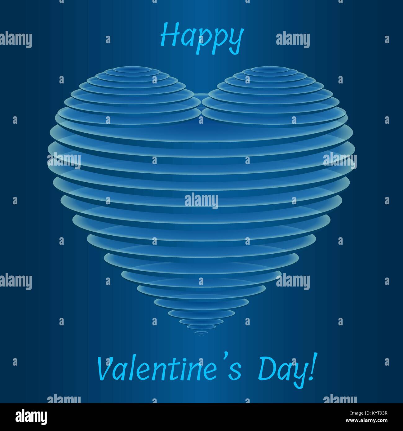 Stylish Valentine's 3D blue heart shape of thin semi transparent oval ...