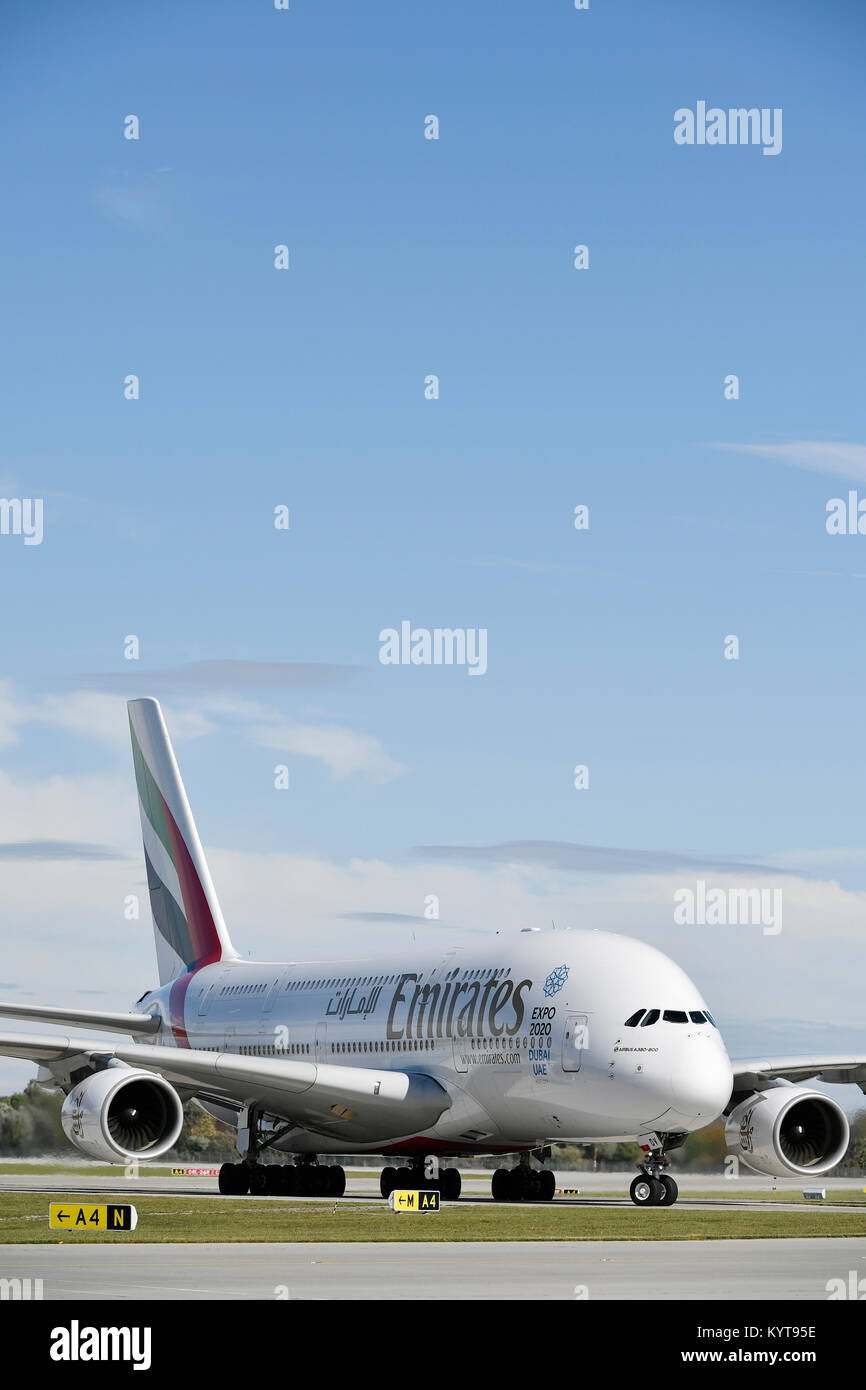 Emirates, Airbus, A380-800, position, ramp, clearance. terminal 1 ...