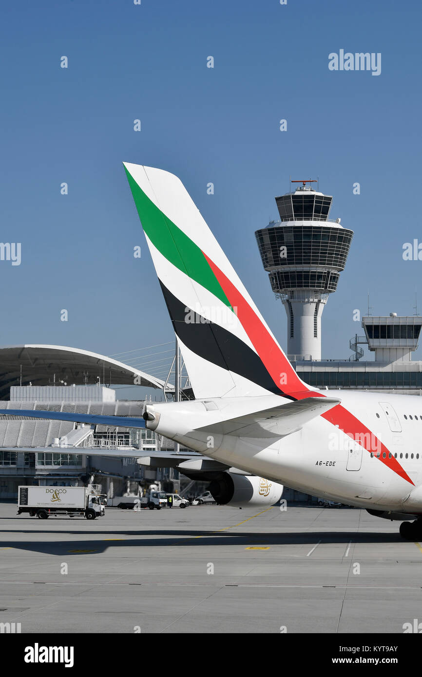 Emirates, Airbus, A380-800, position, ramp, clearance. terminal 1 ...