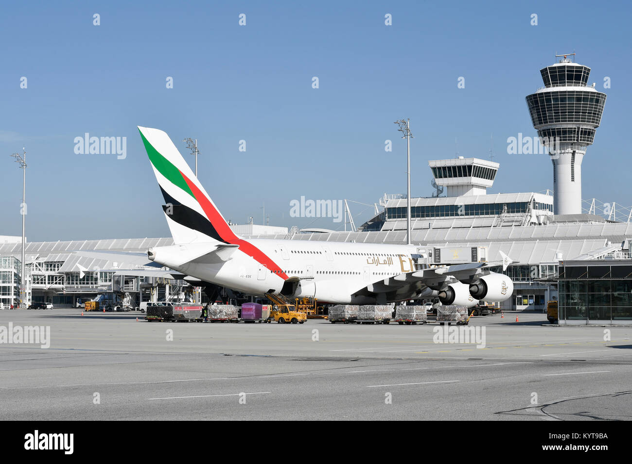 Emirates, Airbus, A380-800, position, ramp, clearance. terminal 1 ...