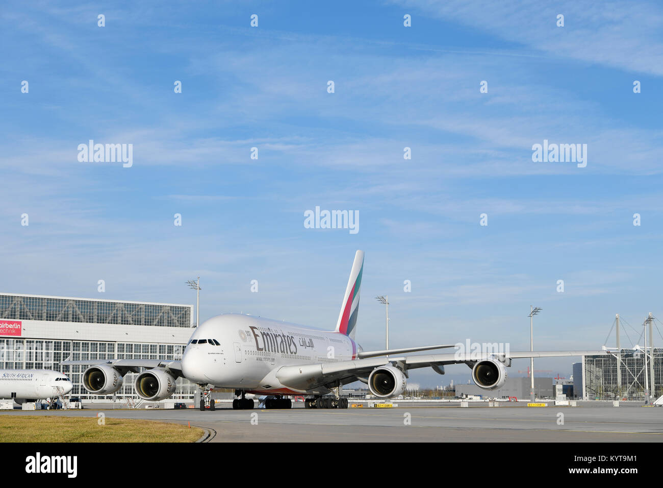 Emirates, Airbus, A380-800, position, ramp, clearance. terminal 1 ...