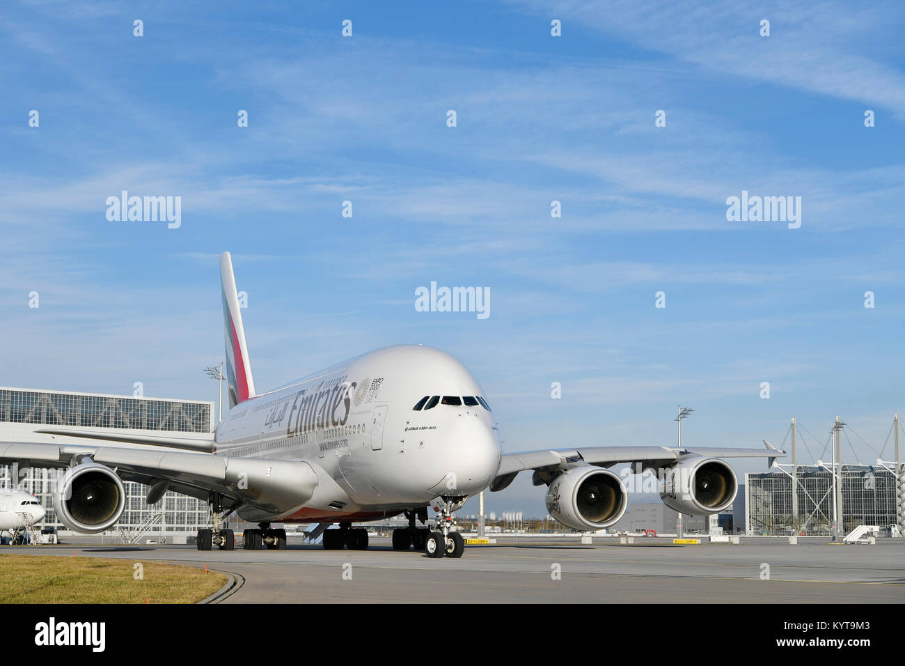 Emirates, Airbus, A380-800, position, ramp, clearance. terminal 1 ...